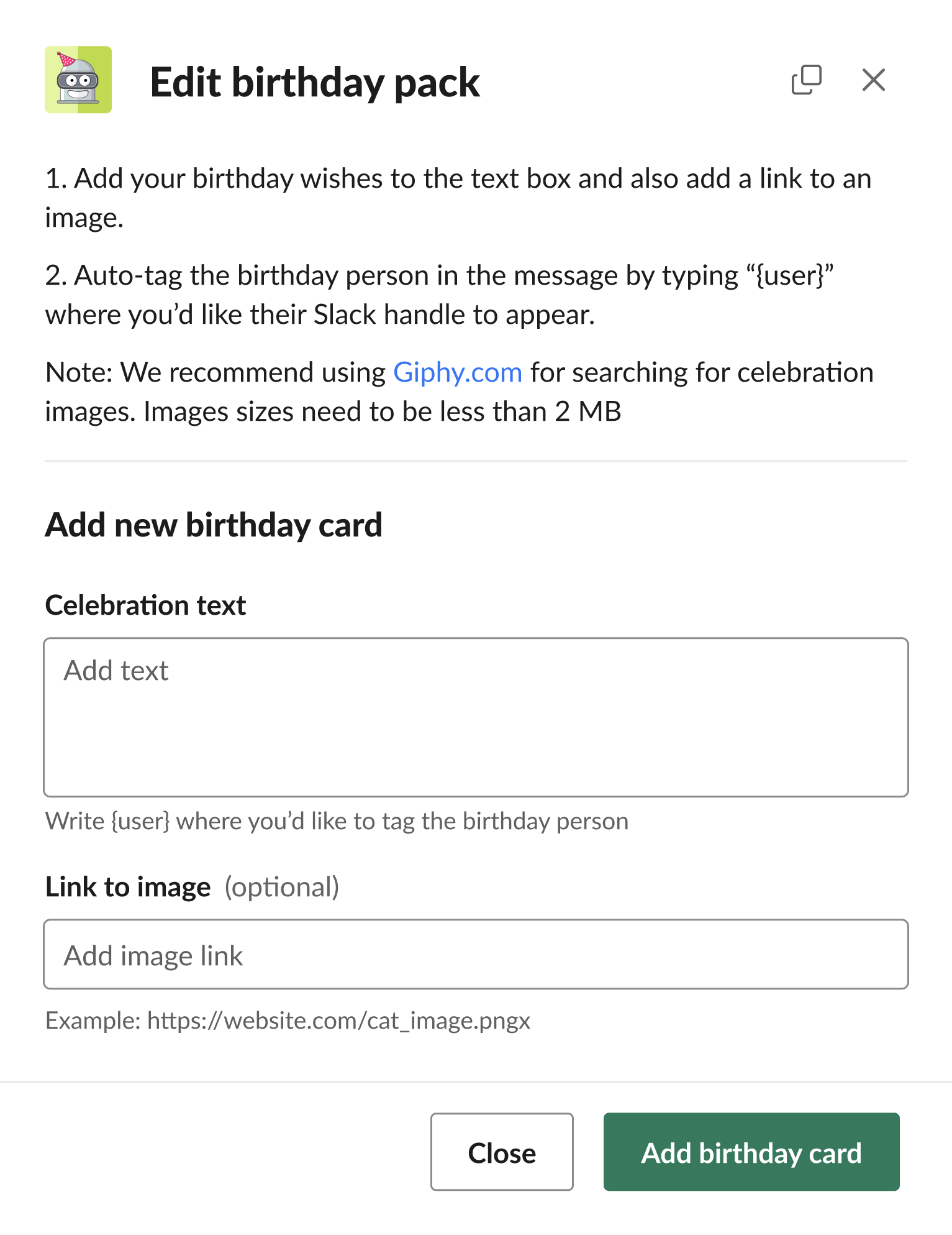 Slack Birthday Bot setup - automated birthday and anniversary cards ...