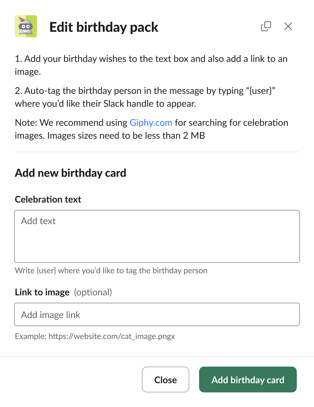 Slack Birthday Bot setup - automated birthday and anniversary cards ...