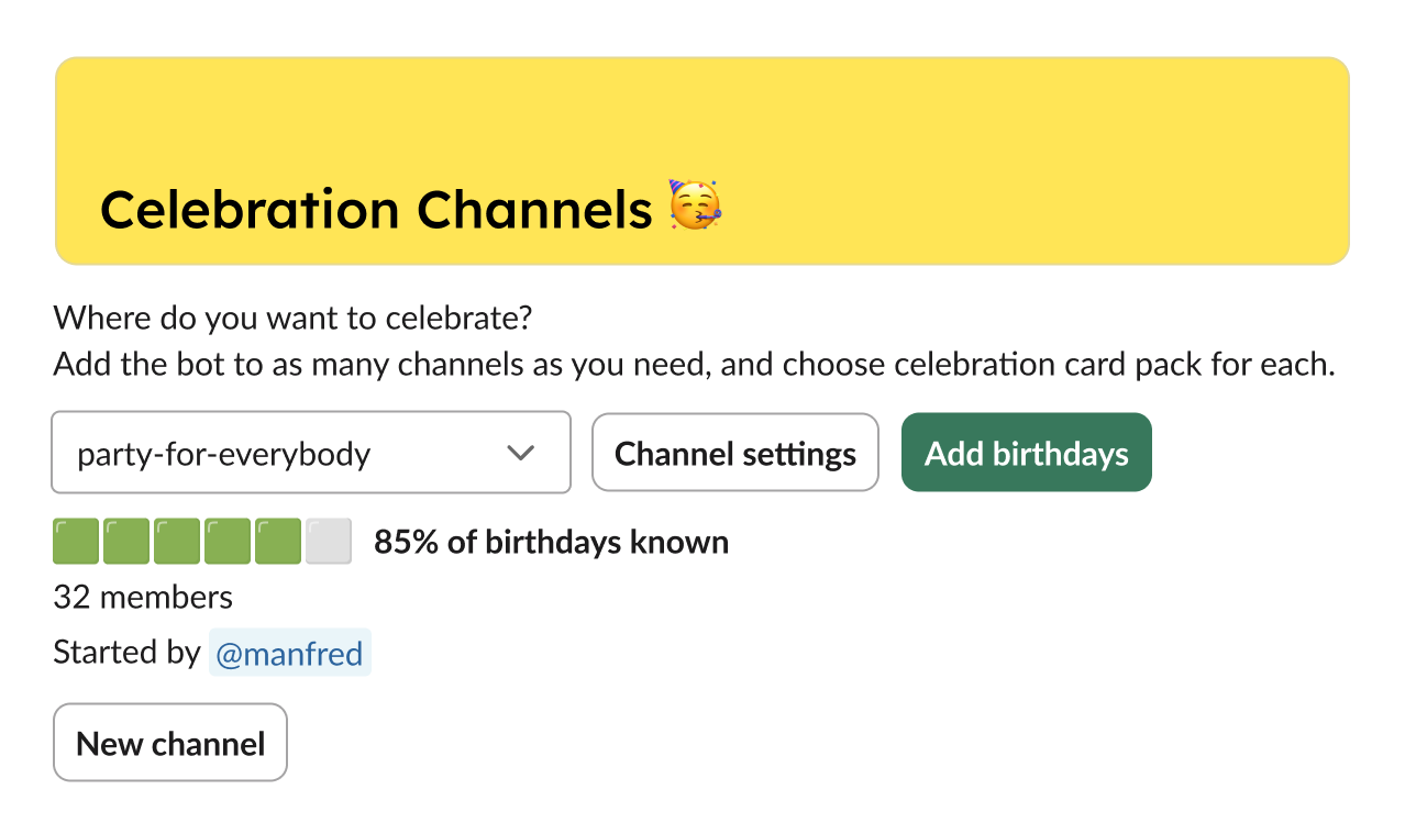 Slack Birthday Bot setup - automated birthday and anniversary cards ...